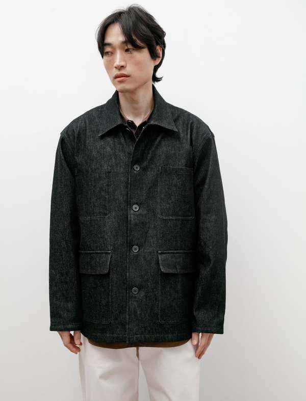 MAN-TLE Jebok Slub Denim Jacket - Black | Garmentory