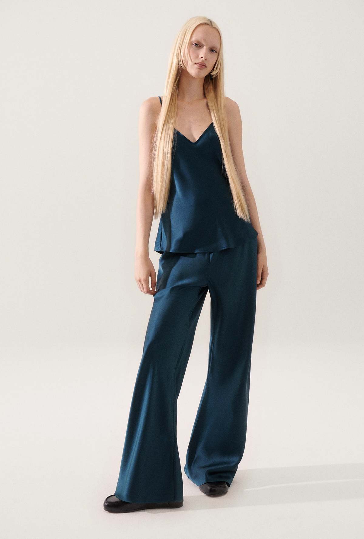 Silk Laundry BIAS CUT CAMI - TEAL | Garmentory