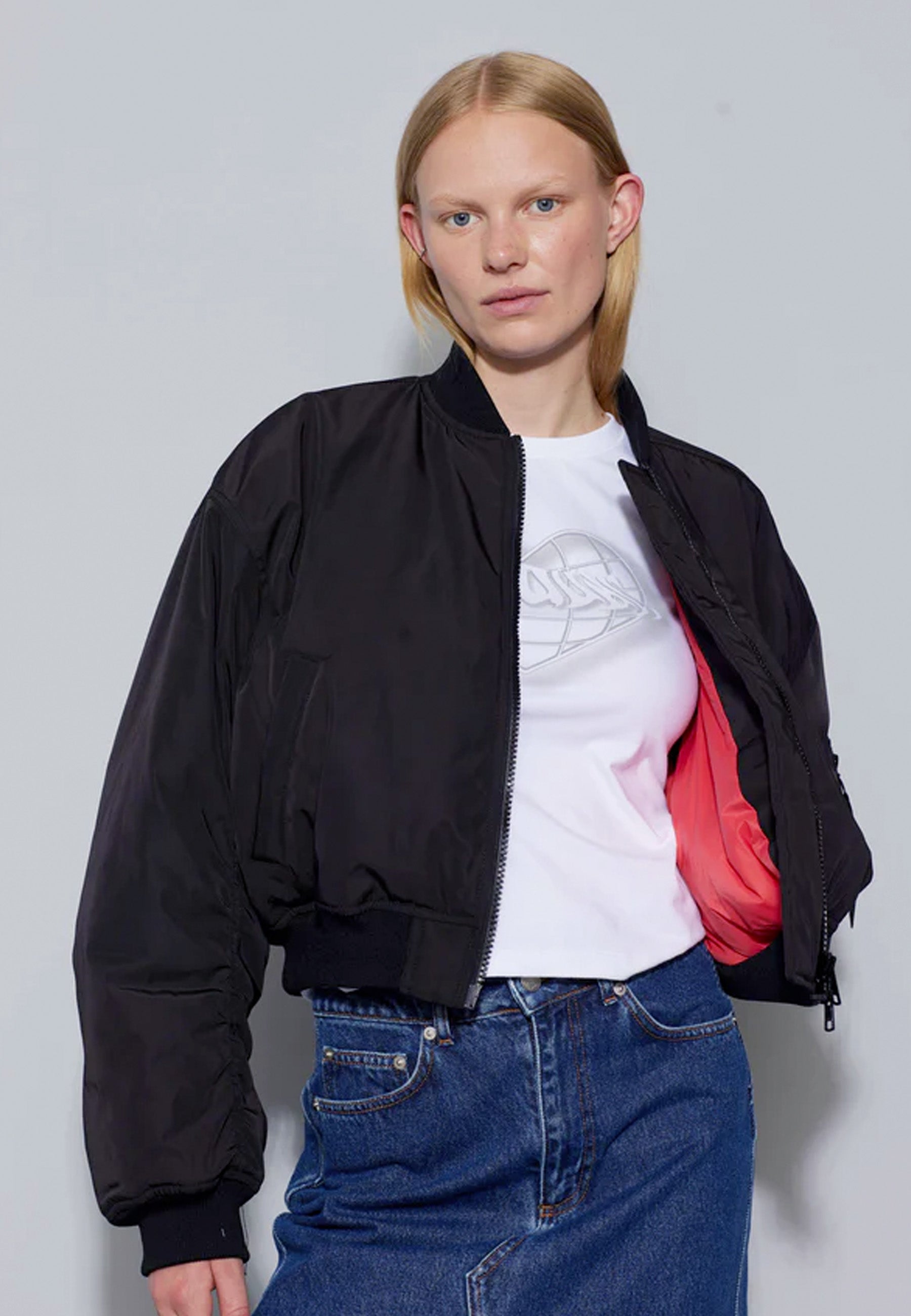 Oval Square Flight Cropped Bomber - Black | Garmentory