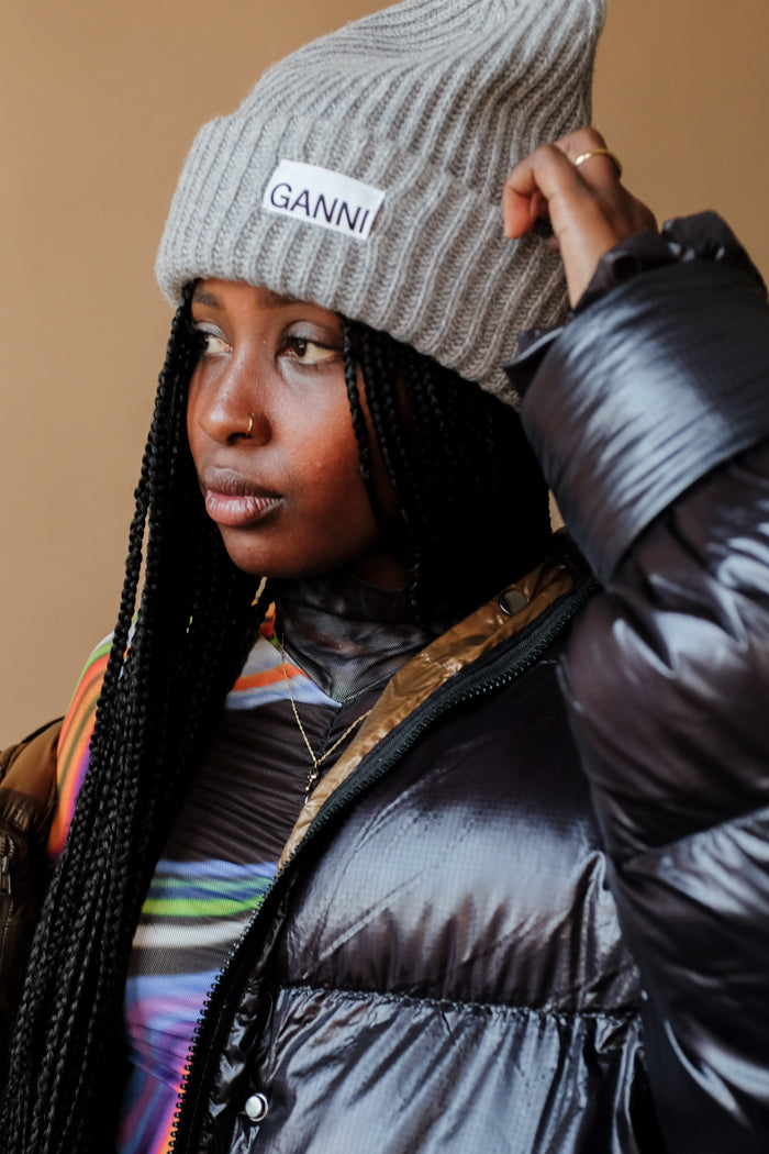 Ganni Structured Rib Beanie - Paloma Melange | Garmentory