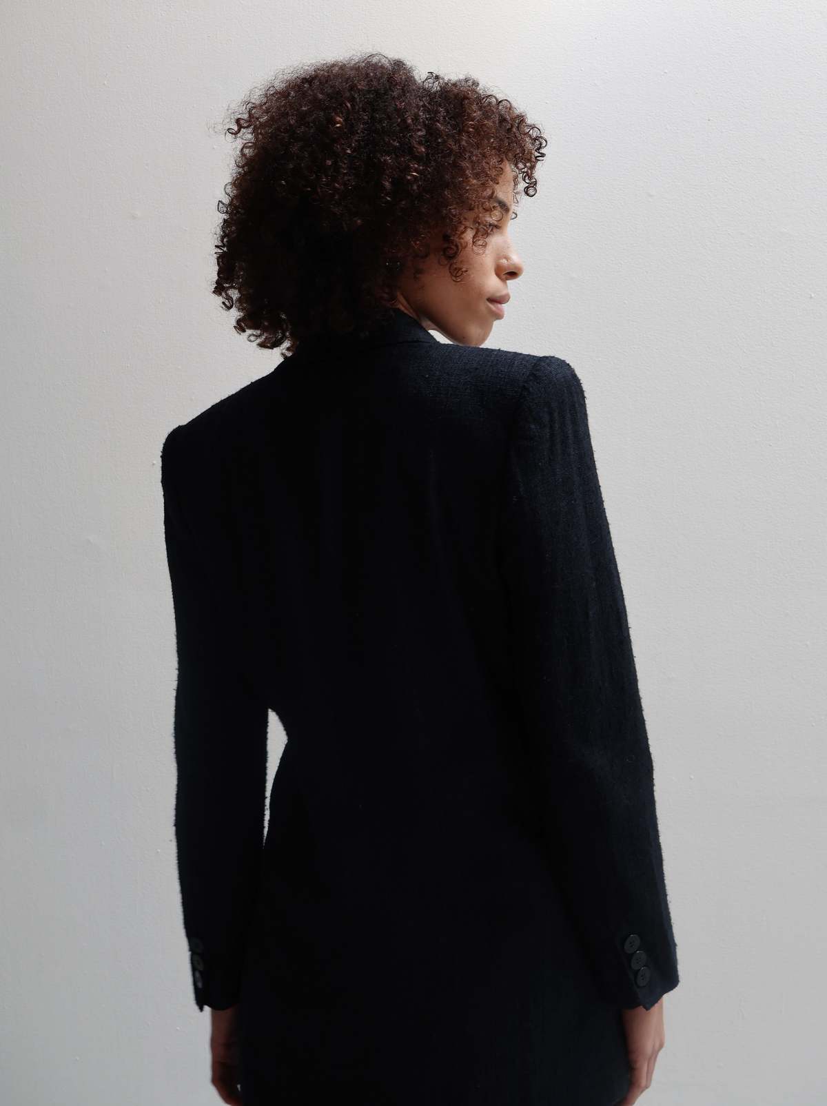 Vintage Raw Silk Blazer Jacket - Black | Garmentory