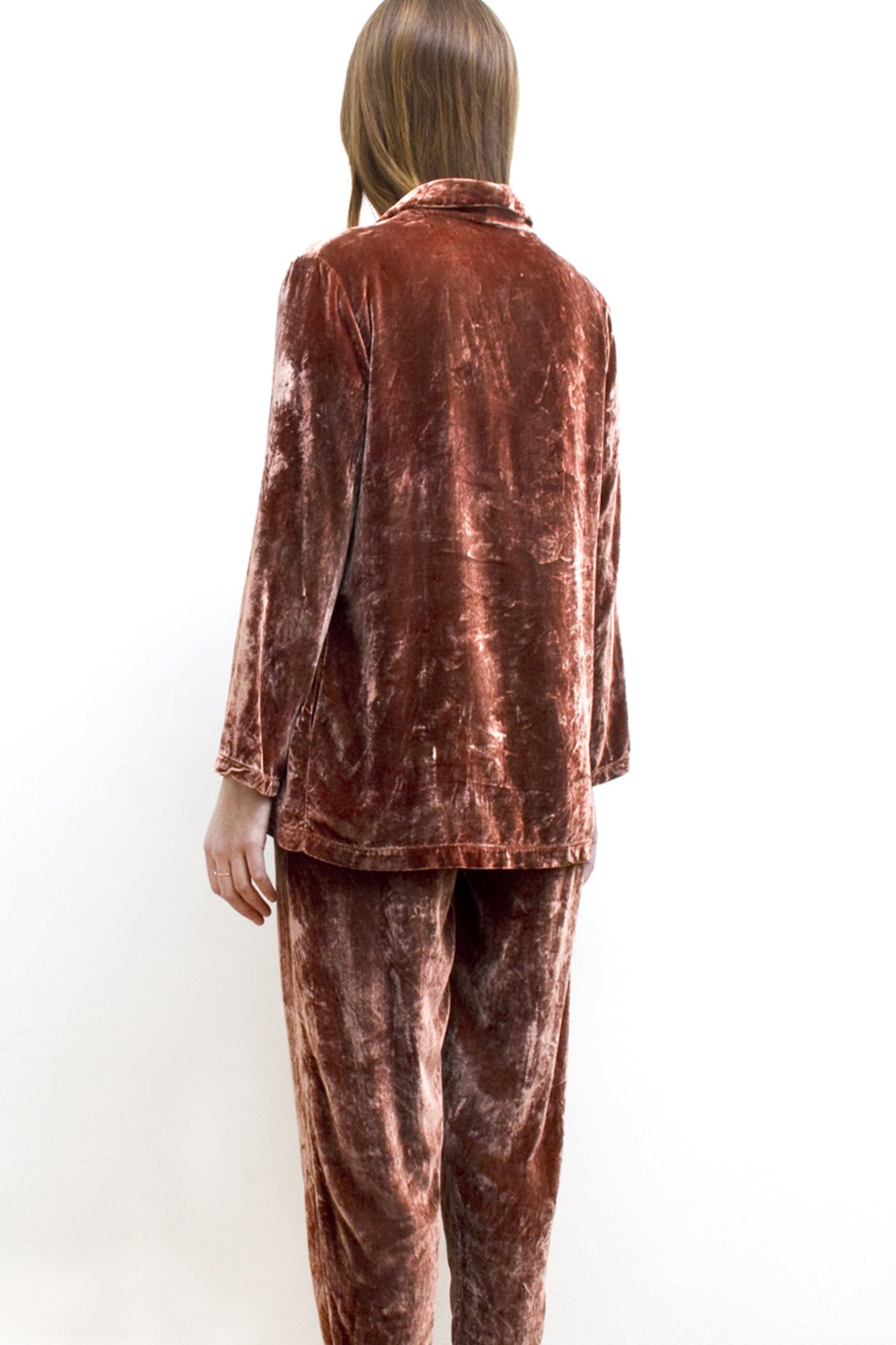 Colorant Silk Velvet Blazer - Copper | Garmentory