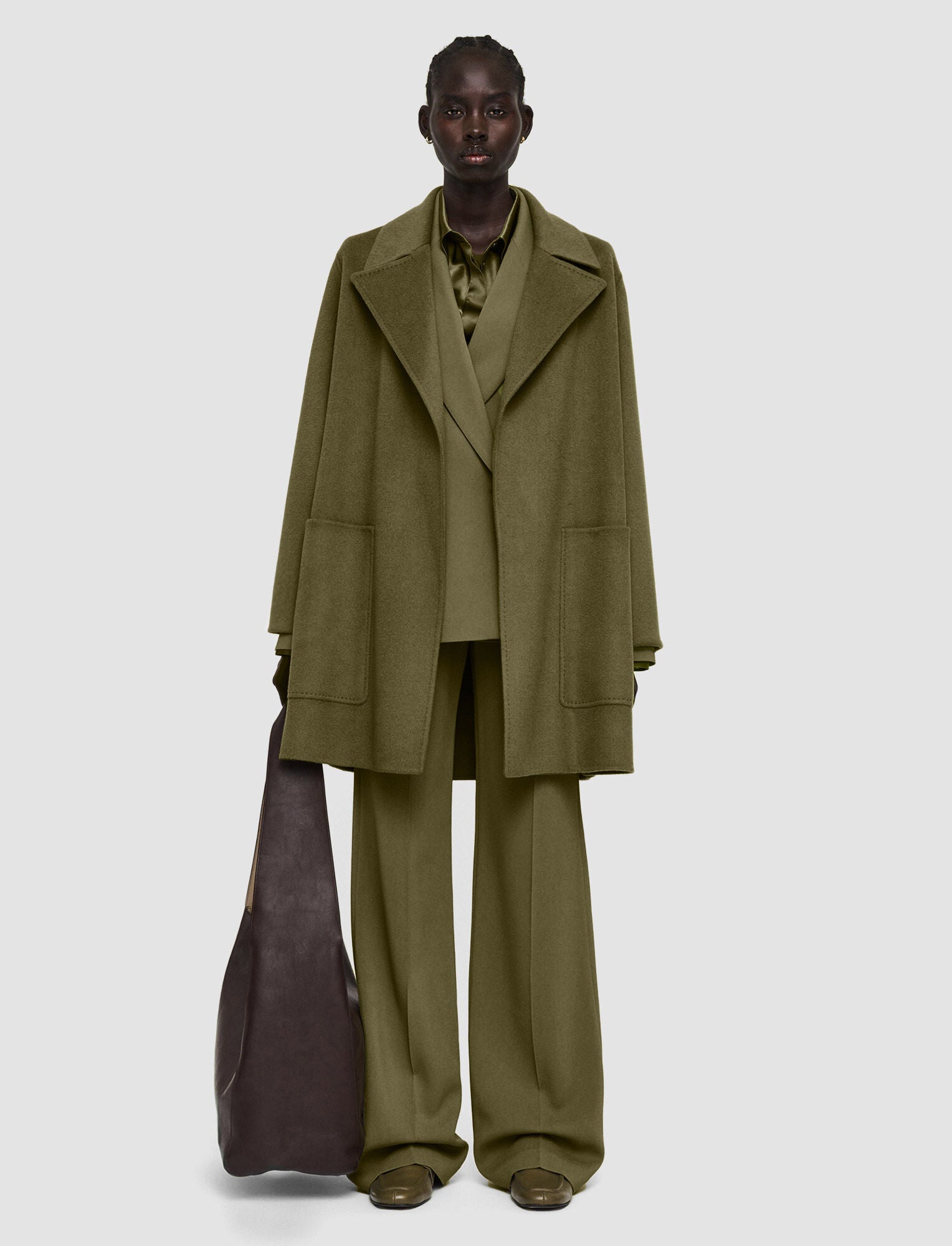 Joseph Clemence Double Face Cashmere Coat - Dark Olive | Garmentory