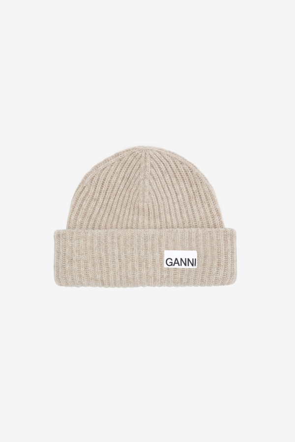 Ganni Light Structured Rib Knit Beanie - Brazilian Sand | Garmentory
