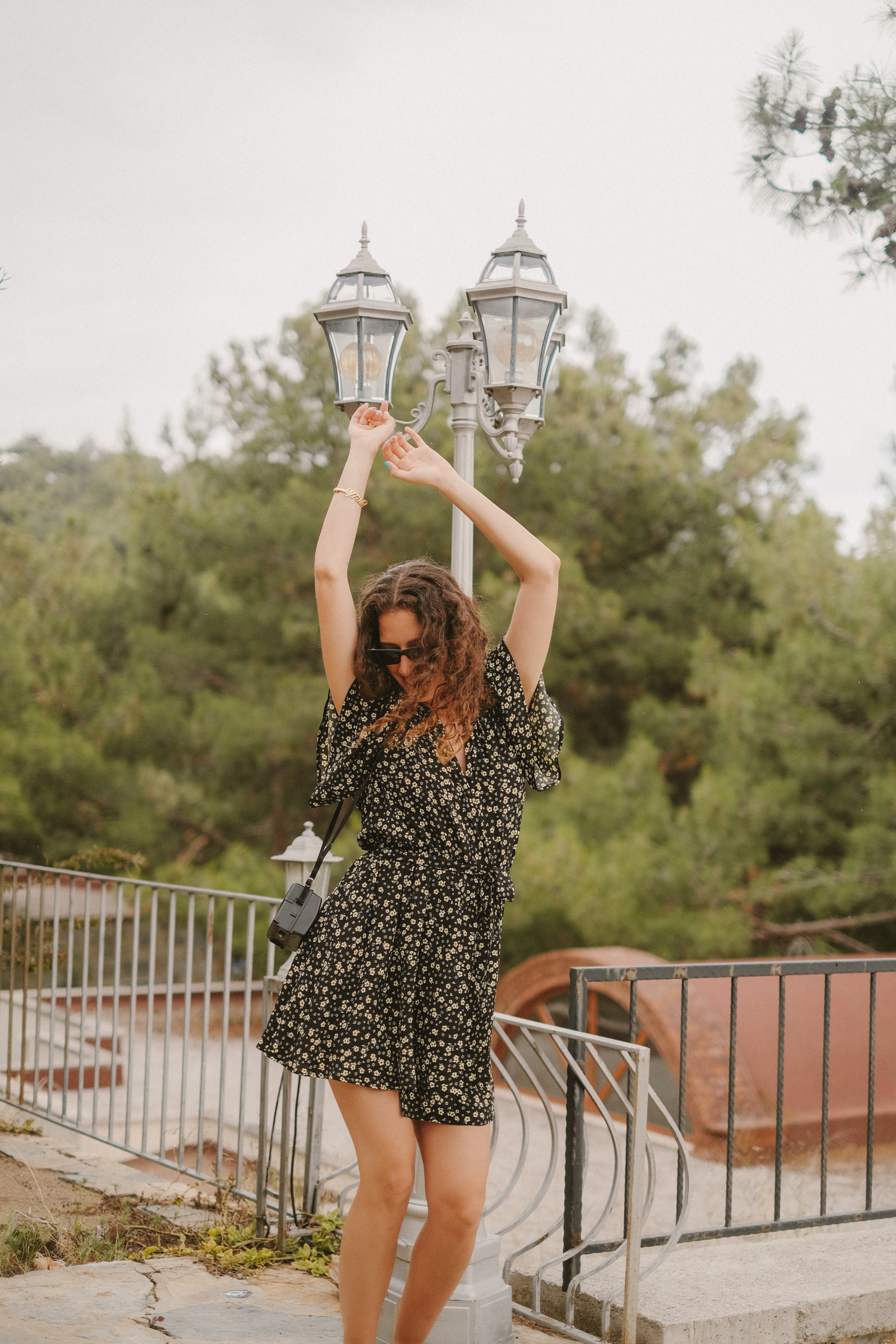 Chillax Secret Garden Wrap Mini Dress - Black | Garmentory