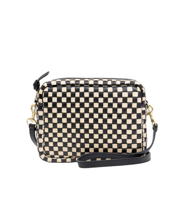 Clare V. Midi Sac Handbag- Black/Cream Woven Checker | Garmentory