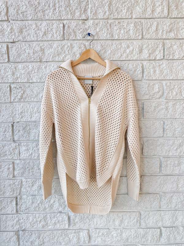 Varley Finn Longline Knit Jacket - Whitecap Grey | Garmentory