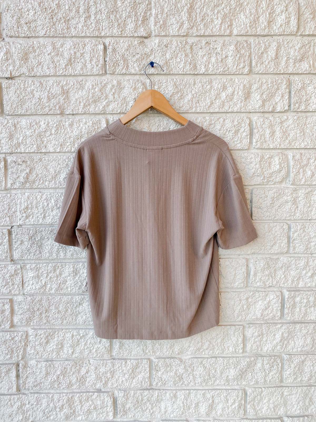 Varley Kasey Mock Placket Rib Tee - Cinder | Garmentory