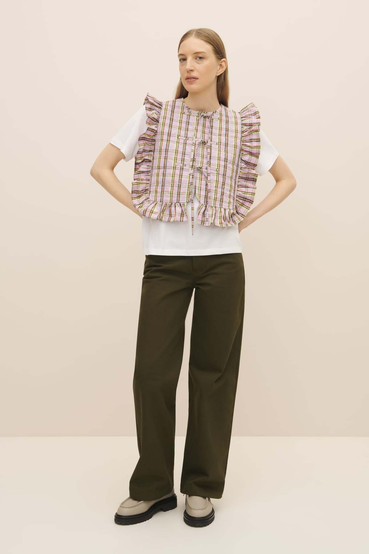 Kowtow Piccolo Top - Pink Tartan | Garmentory