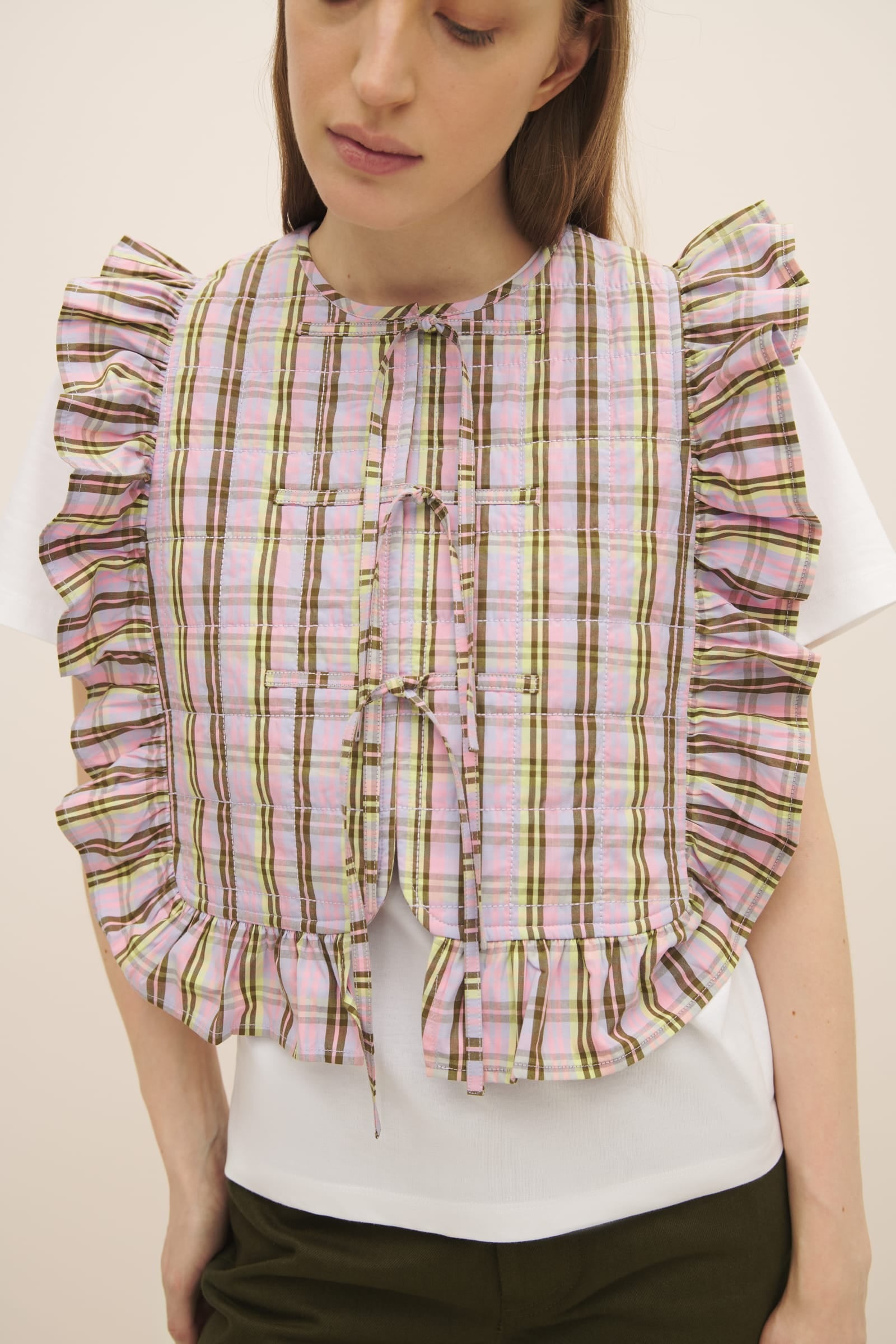 Kowtow Piccolo Top - Pink Tartan | Garmentory