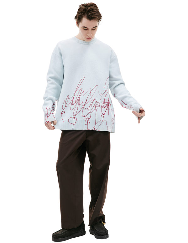 OAMC Scribble Wool Sweater - Blue | Garmentory