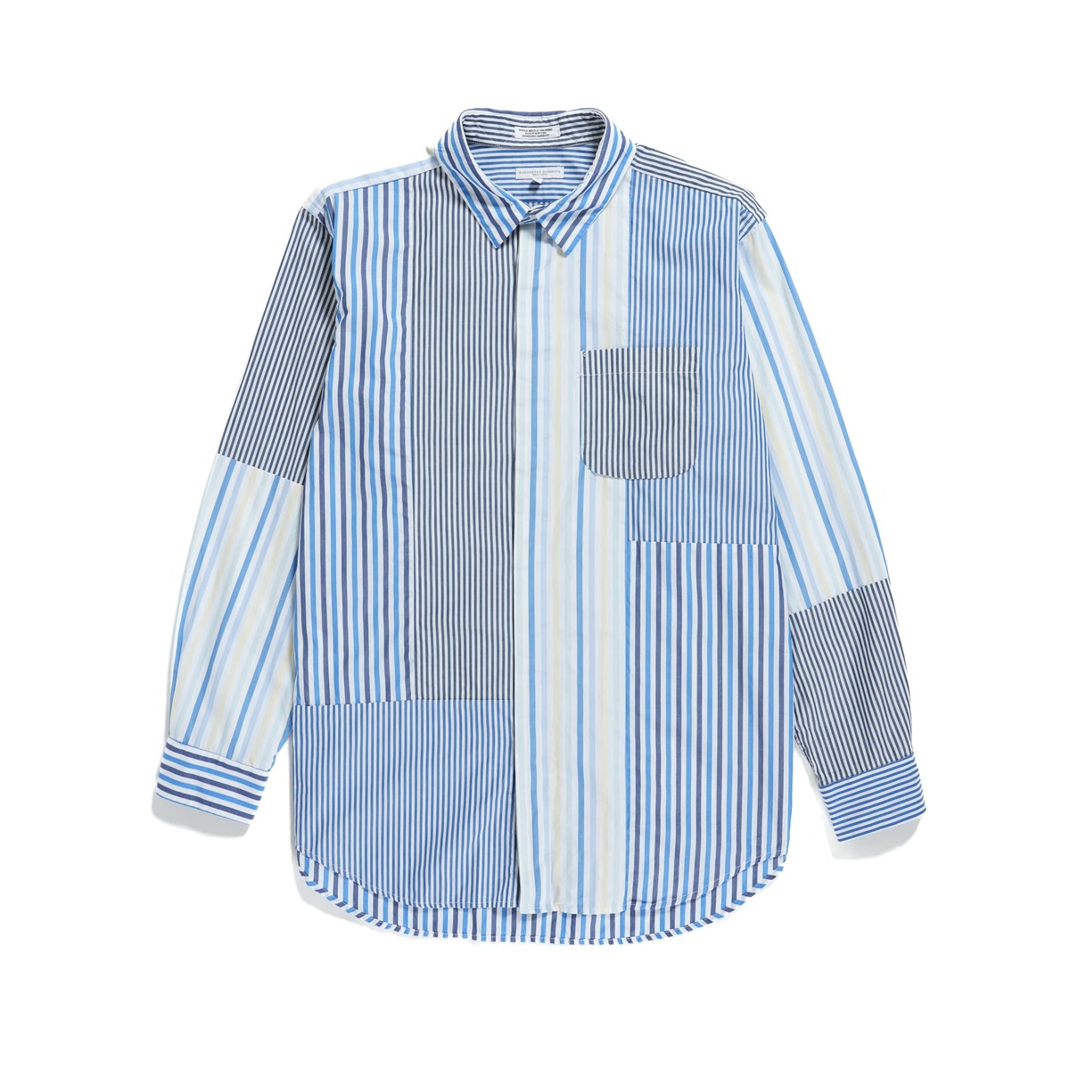 Engineered Garments Combo Short Collar Shirt - Navy Candy Stripe Broadcloth | Garmentory