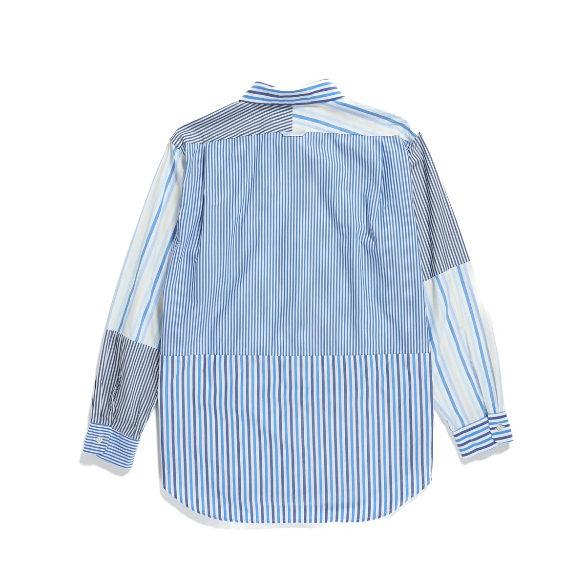 Engineered Garments Combo Short Collar Shirt - Navy Candy Stripe Broadcloth | Garmentory