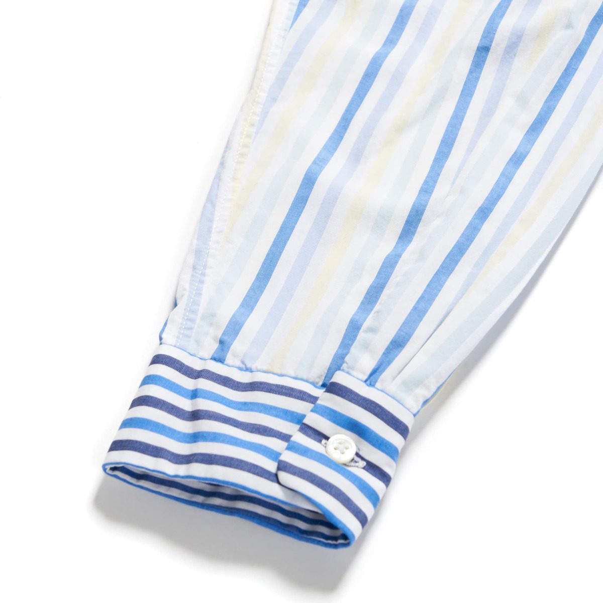 Engineered Garments Combo Short Collar Shirt - Navy Candy Stripe ...