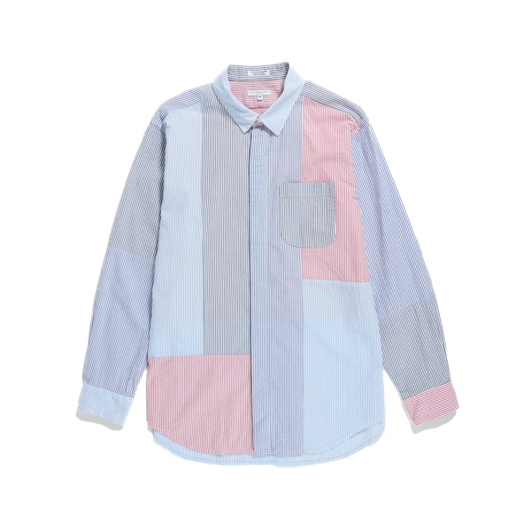 Combo Short Collar Shirt - Navy/White Cotton Seersucker | Garmentory