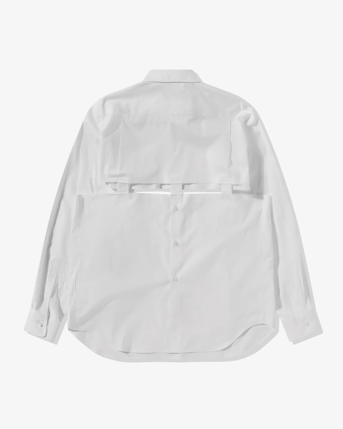 BLACK Comme Des Garçons Split Reversed Half Button Up Shirt - White ...
