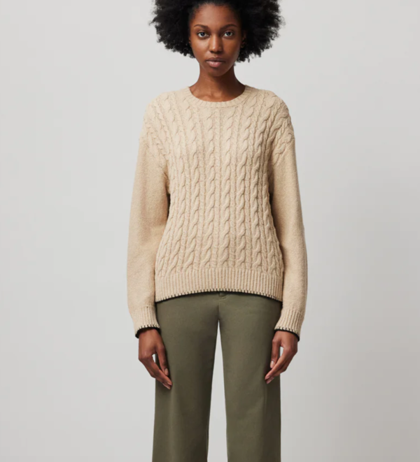 ATM Cotton Blend Cable Crew Neck Sweater - Shiitake | Garmentory