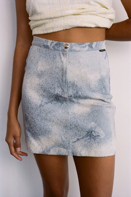 WOLF & GYPSY X JOAN Rose Print Mini Skirt - Blue/White | Garmentory