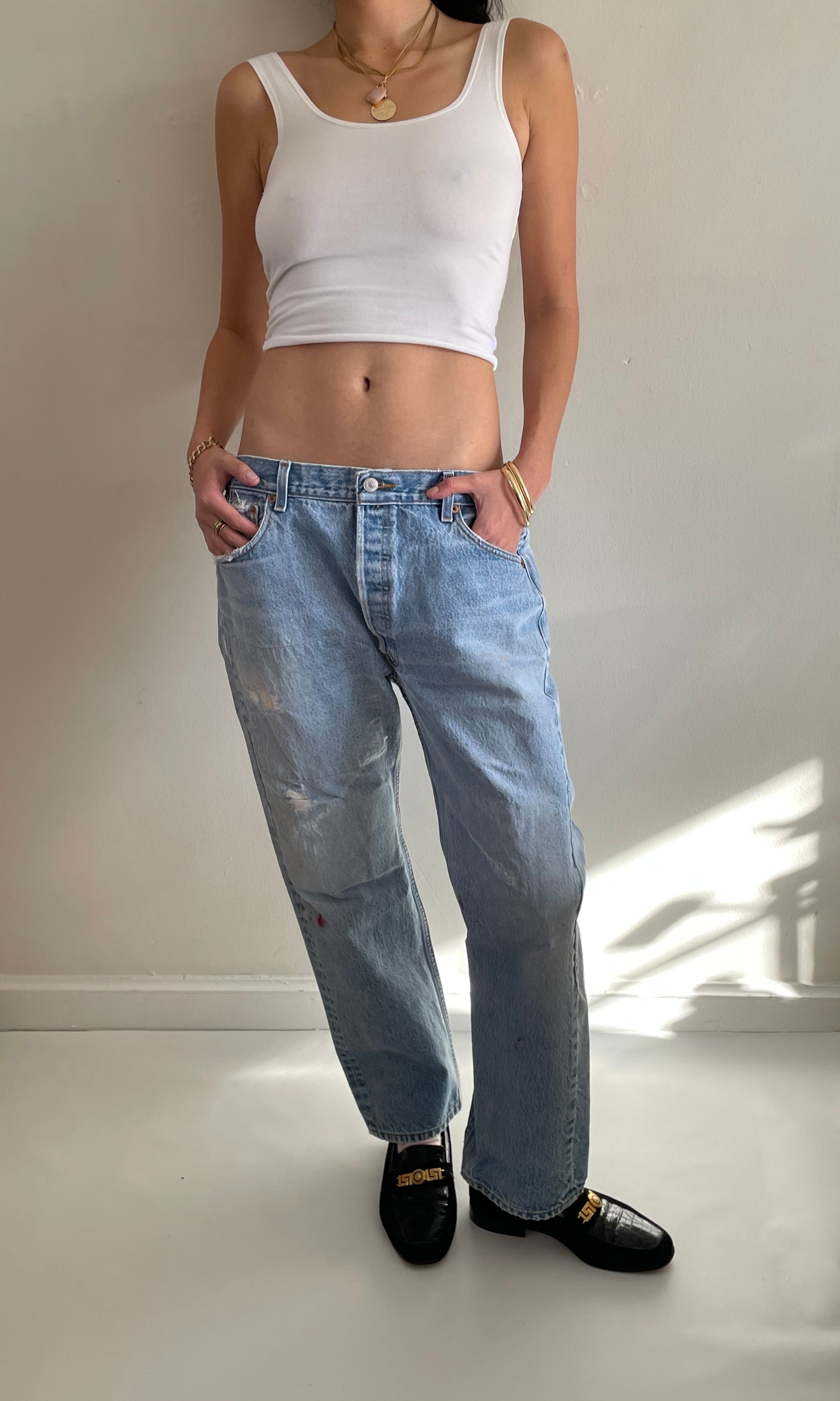 Levi s 501 patched jeans 35