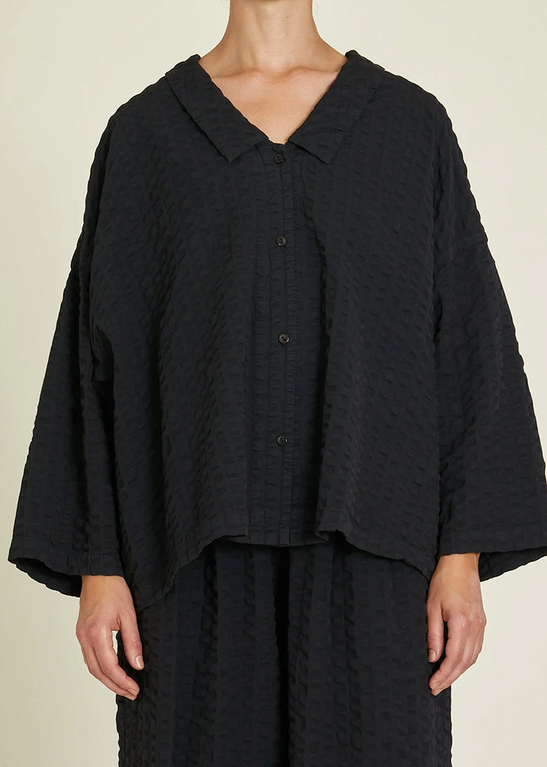 Black Crane Chelsea Collar Shirt - Ink Black | Garmentory