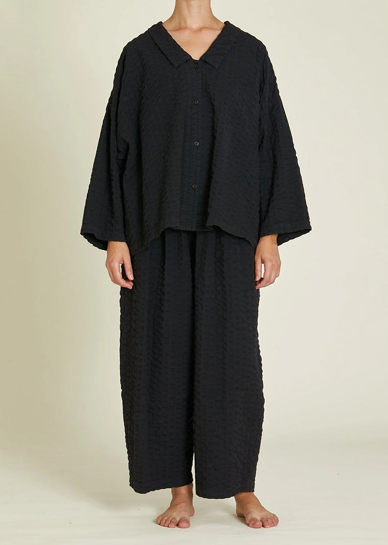 Black Crane Chelsea Collar Shirt - Ink Black | Garmentory