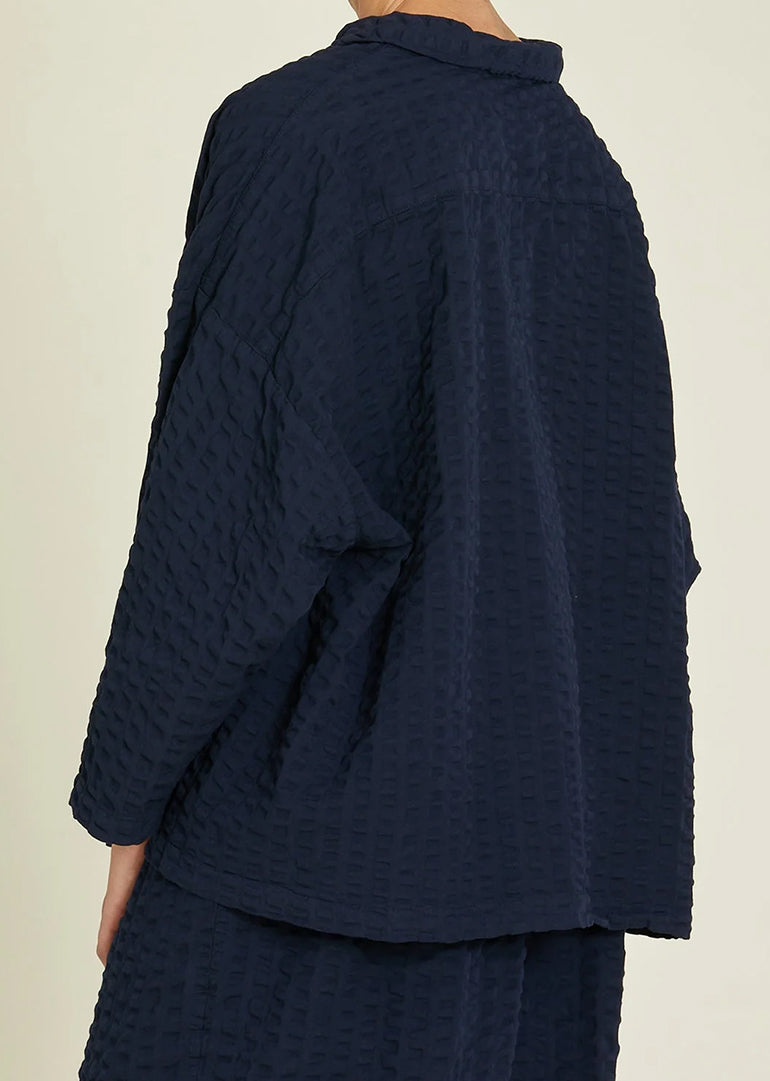 Black Crane Chelsea Collar Shirt - Navy | Garmentory