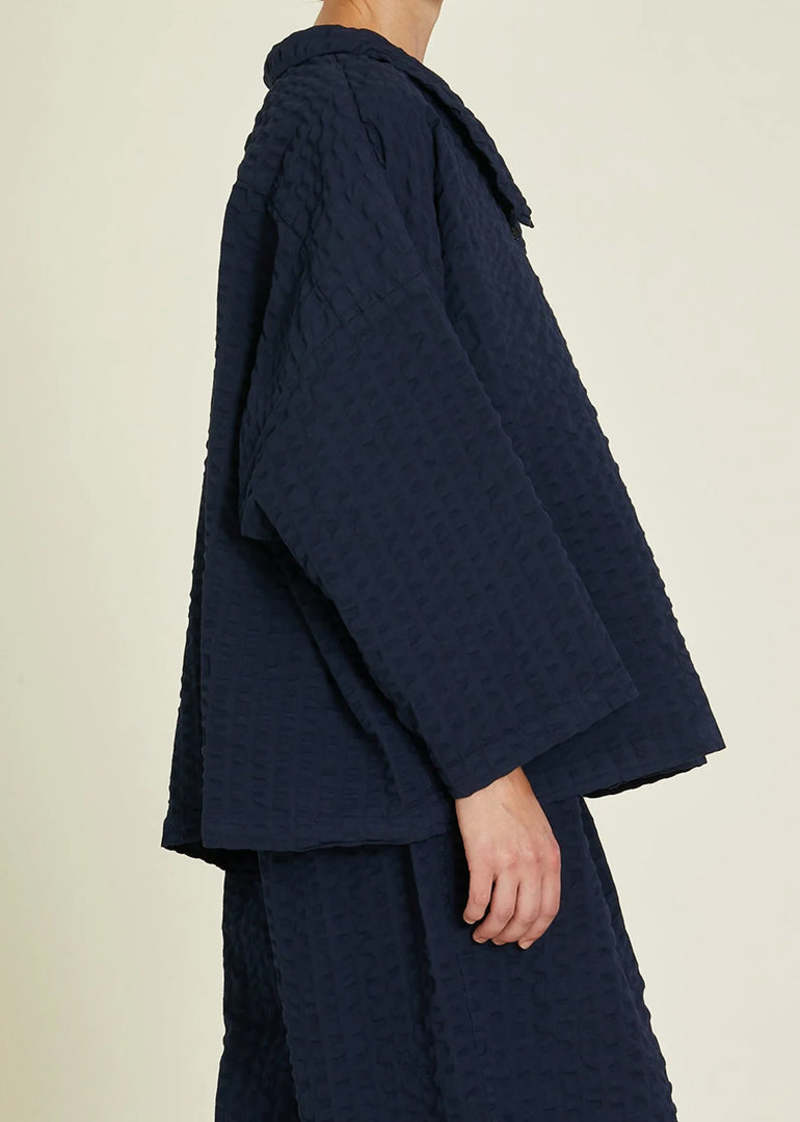 Black Crane Chelsea Collar Shirt - Navy | Garmentory