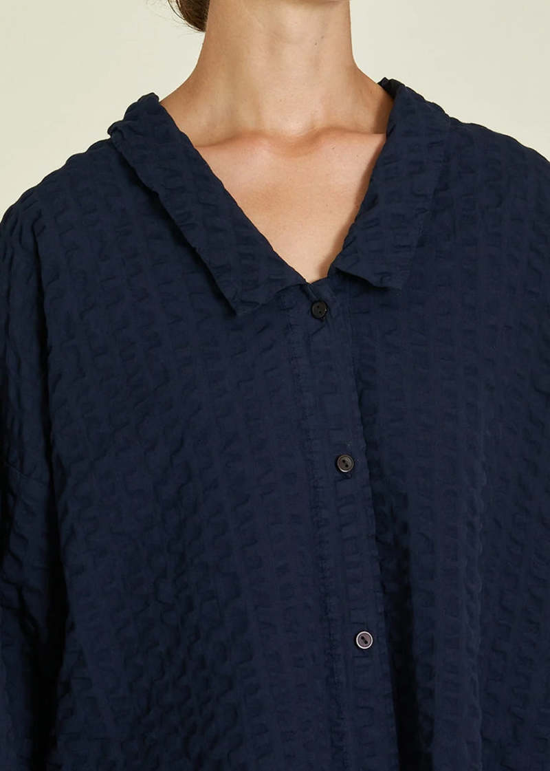Black Crane Chelsea Collar Shirt - Navy | Garmentory
