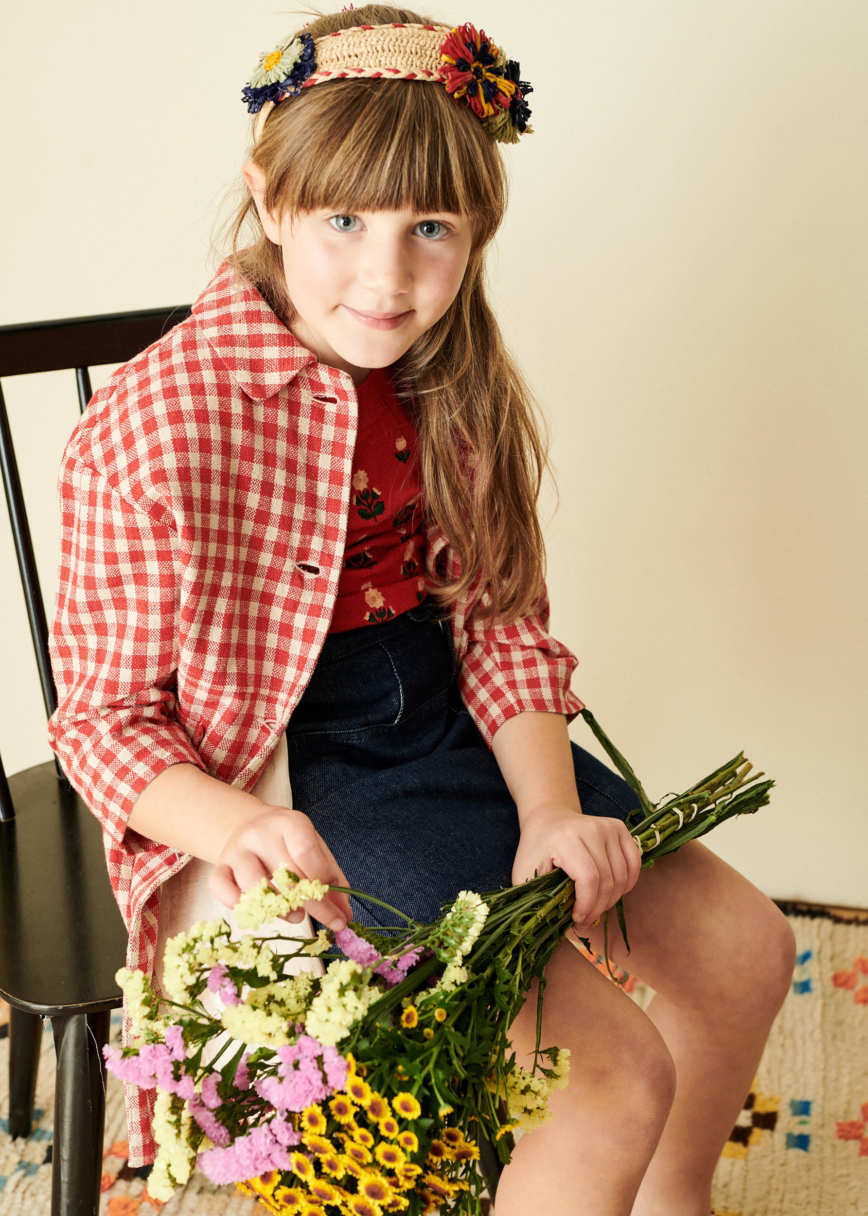 Kids Caramel Cambridge Coat - Red/Ecru Check | Garmentory