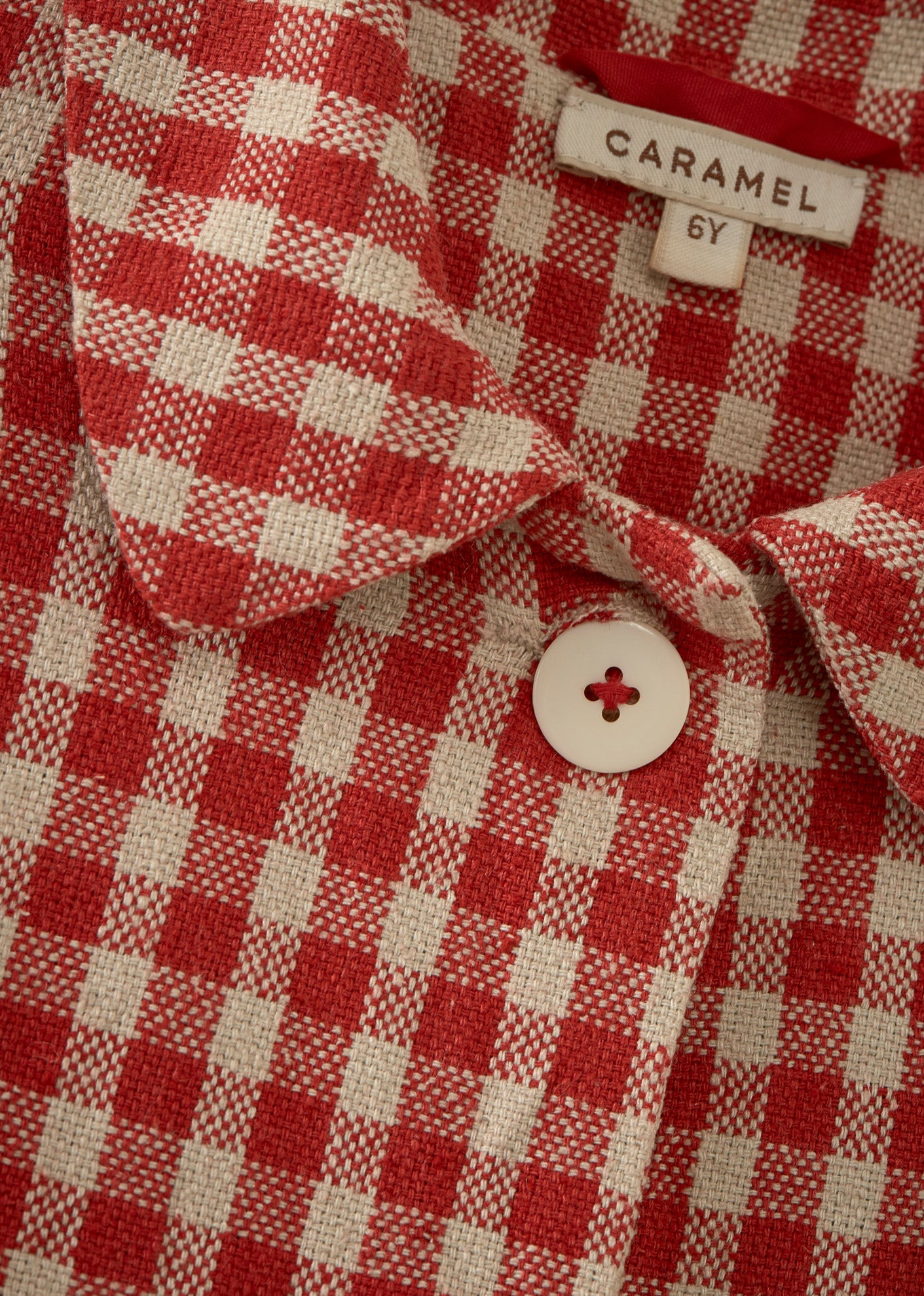 Kids Caramel Cambridge Coat - Red/Ecru Check | Garmentory