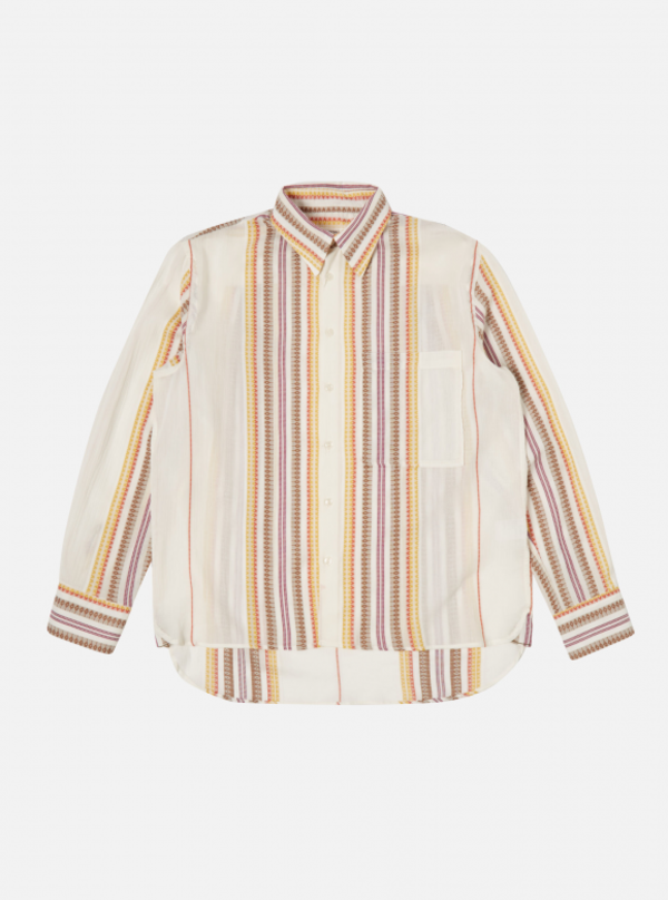 Universal Works Square Pocket Shirt - Mala Stripe/Ecru | Garmentory