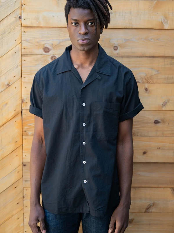 Dushyant The Don Camp Collar Shirt - Solid Black | Garmentory