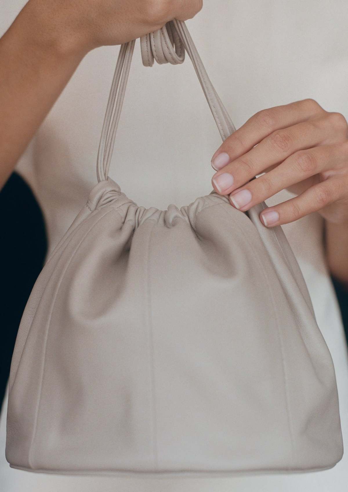 Modern Weaving Drum Drawstring Bucket - Taupe | Garmentory