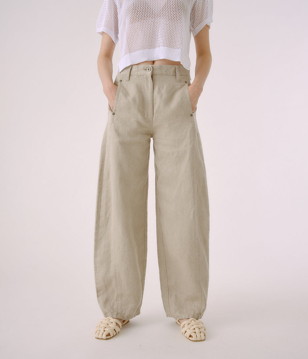 SAYAKA DAVIS NEW YORK Barrel Pants - Light Taupe | Garmentory
