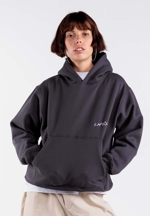 Candice Logo Hoodie - Charcoal | Garmentory