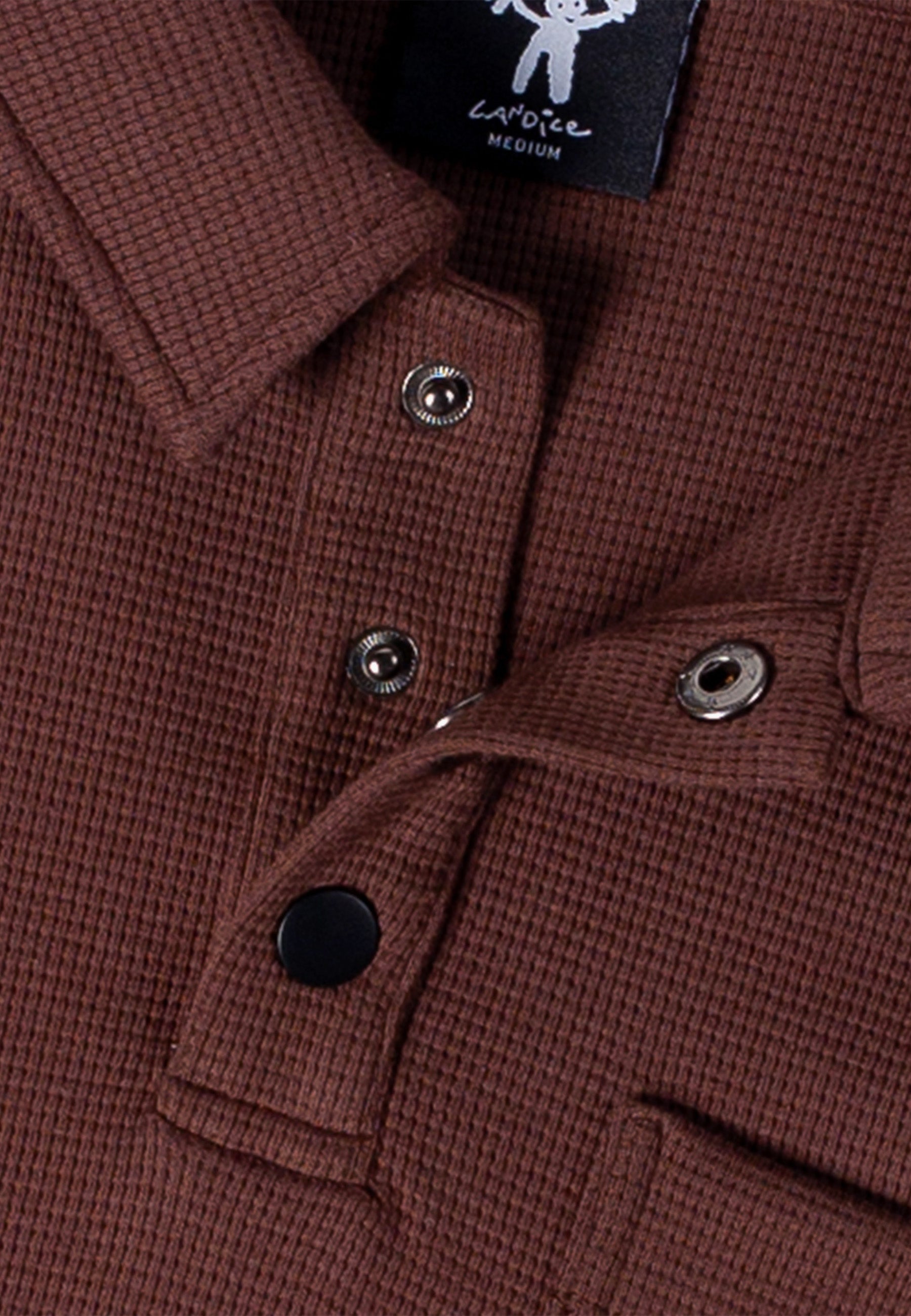 Candice Long Sleeve Waffle Polo - Brown | Garmentory
