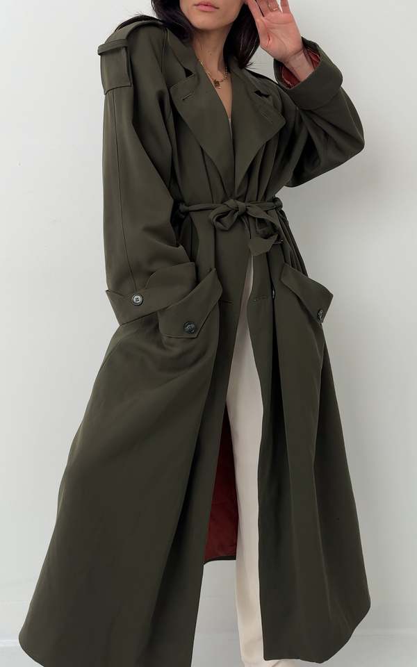 Vintage 90s Cuffed Trench Coat - Armée | Garmentory