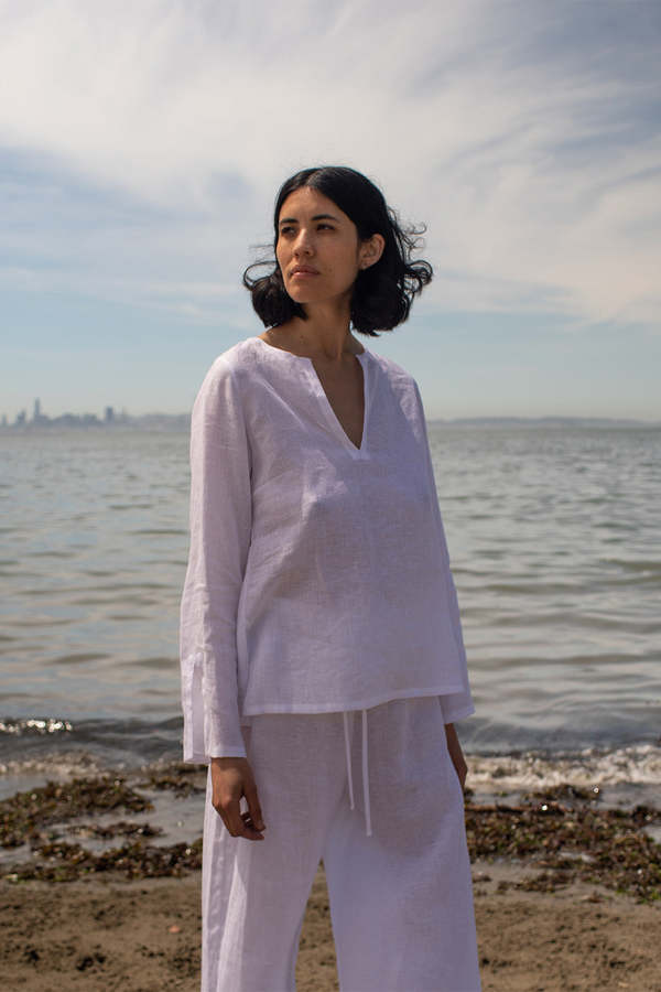 Erica Tanov Diego Handkerchief Linen Top - White | Garmentory