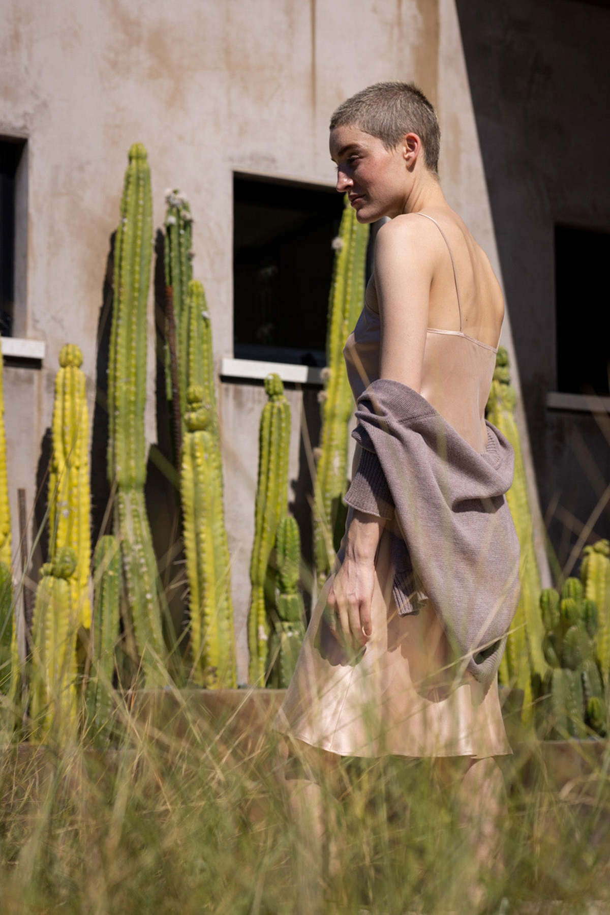 Erica Tanov Greta Sueded Silk Charmeuse Slip Dress - Cameo | Garmentory