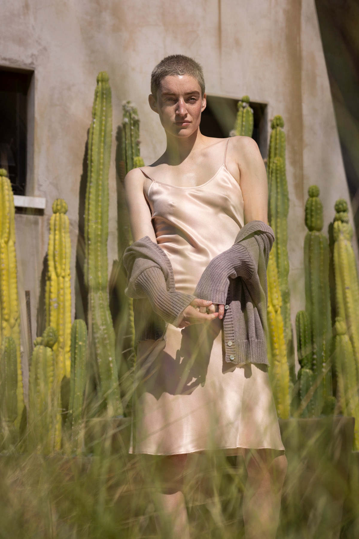 Erica Tanov Greta Sueded Silk Charmeuse Slip Dress - Cameo | Garmentory