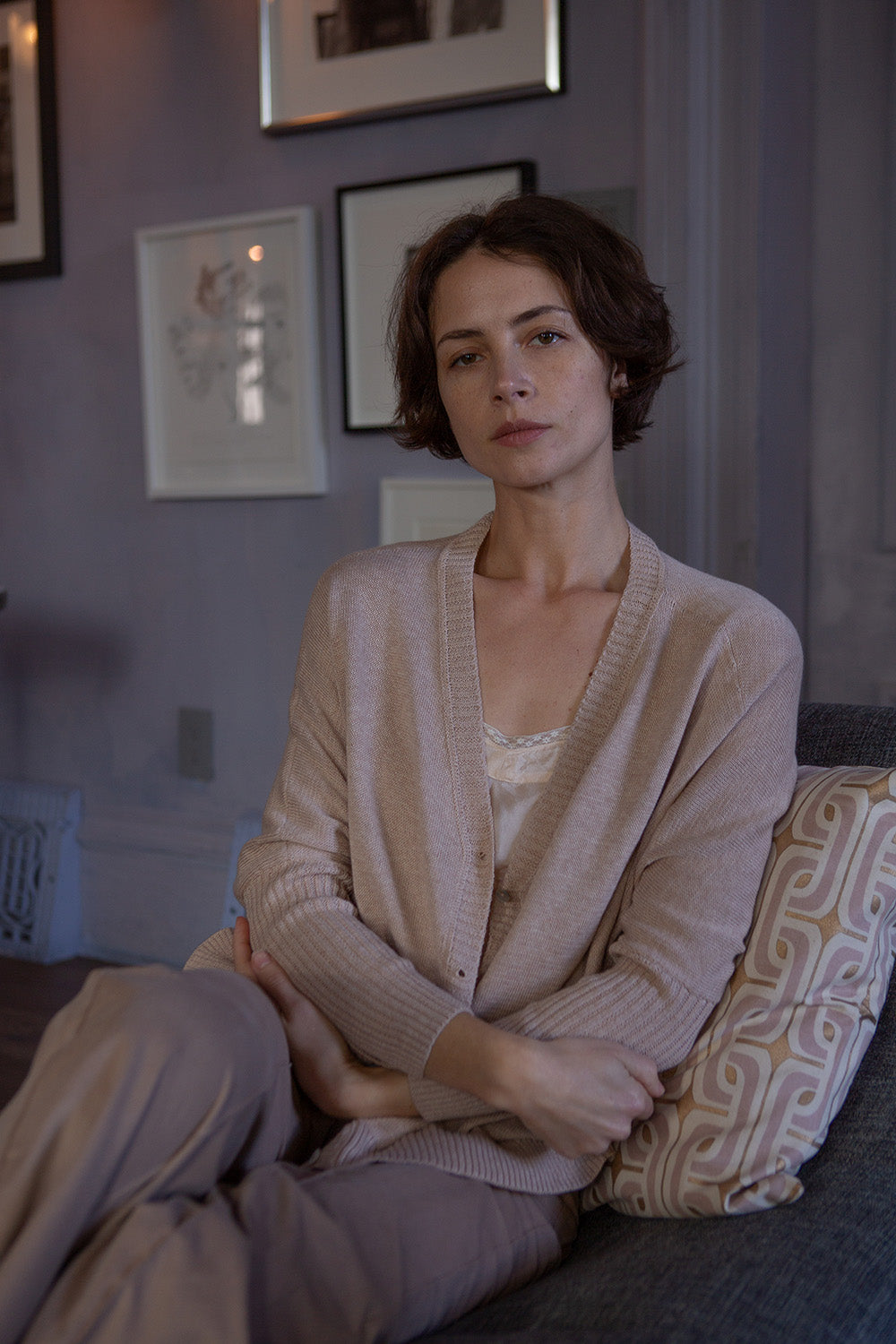 Erica Tanov Grace Pima Cotton Cardigan - Twig | Garmentory