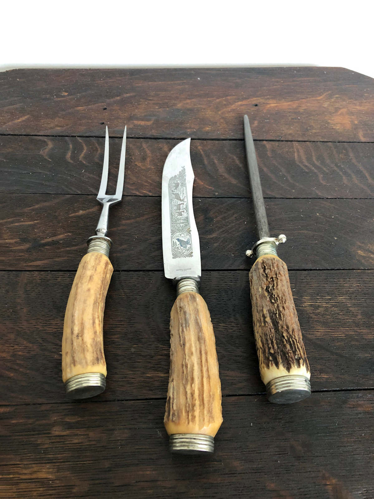 Vintage Horn and Steel Solingen Carving Set | Garmentory
