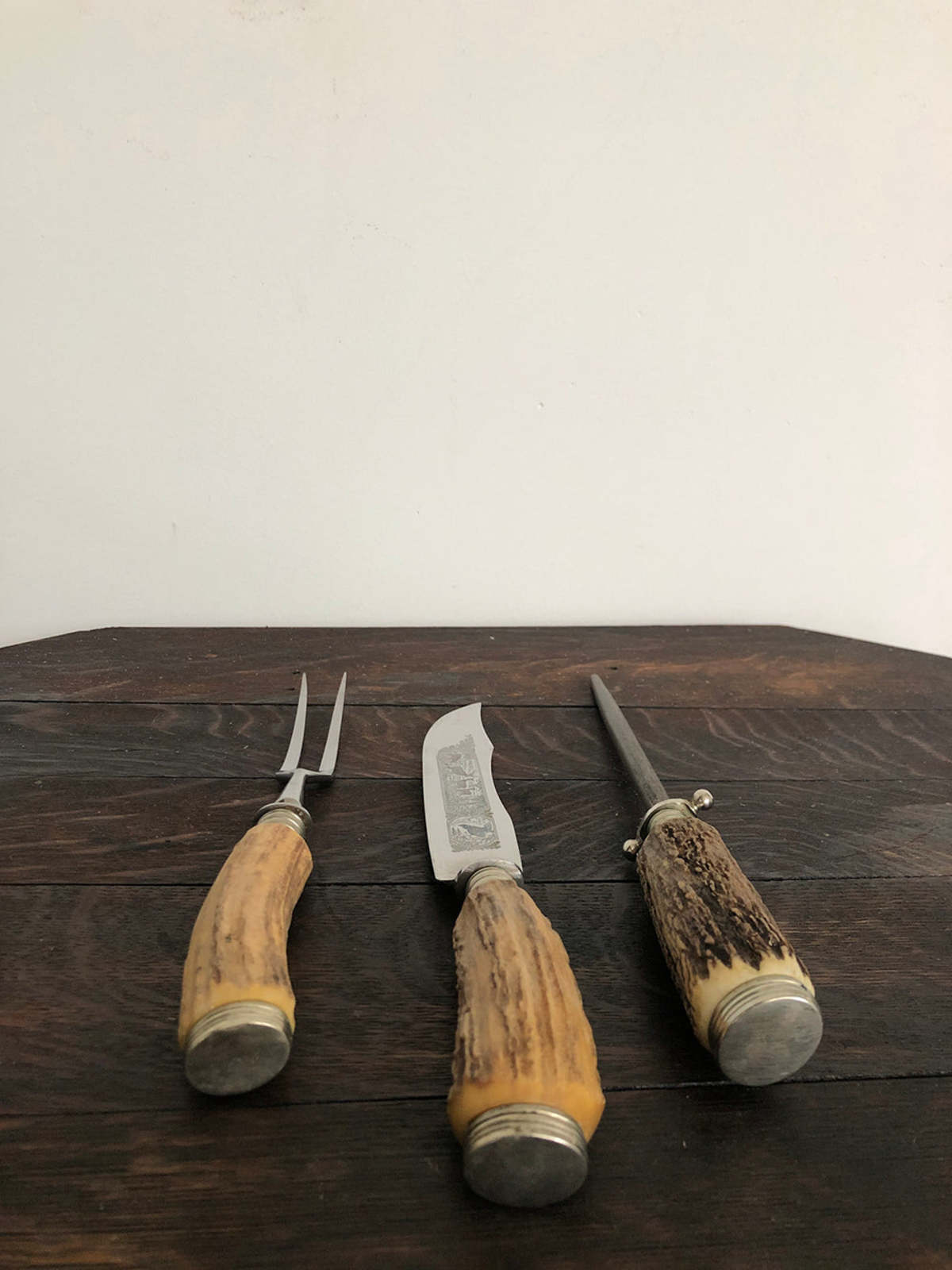Vintage Horn and Steel Solingen Carving Set | Garmentory