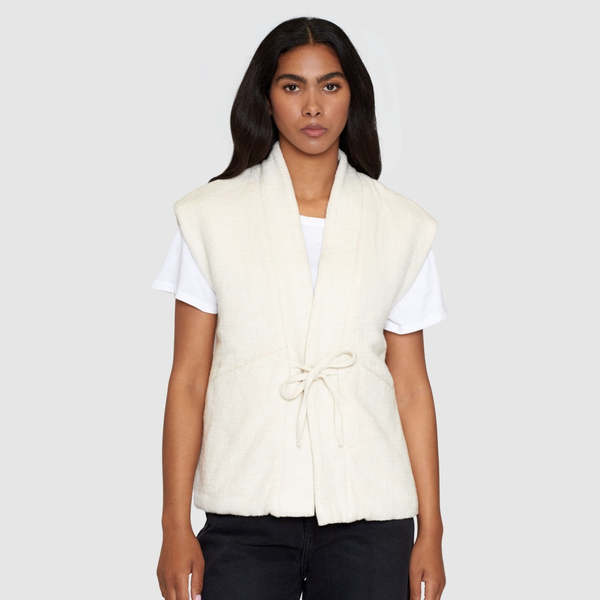 knowledge cotton apparel Padded kimono herringbone structure vest ...
