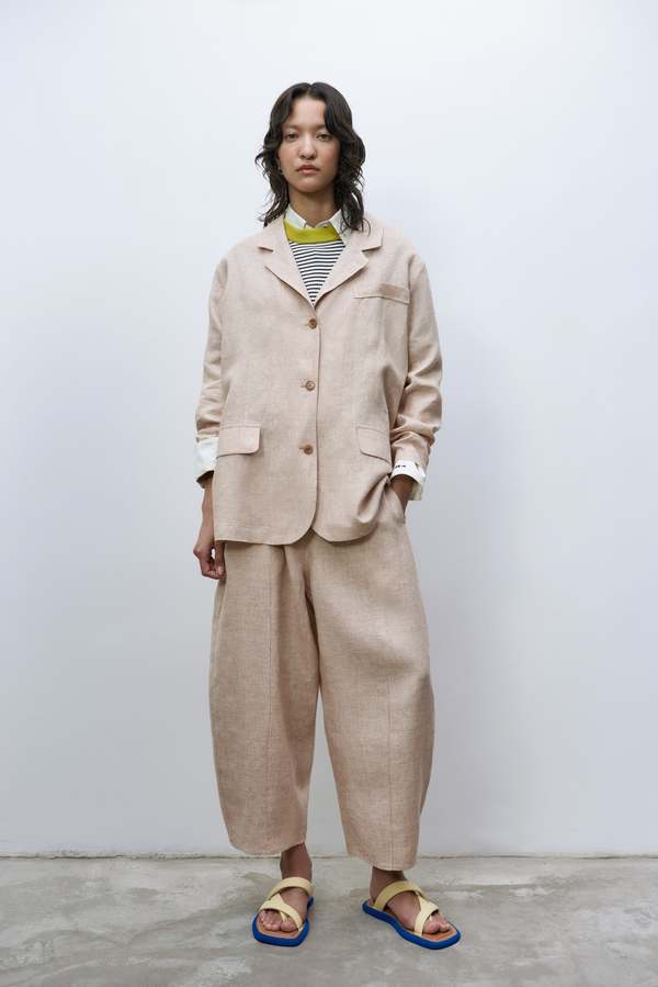 Cordera Melange Linen Curved Pants | Garmentory