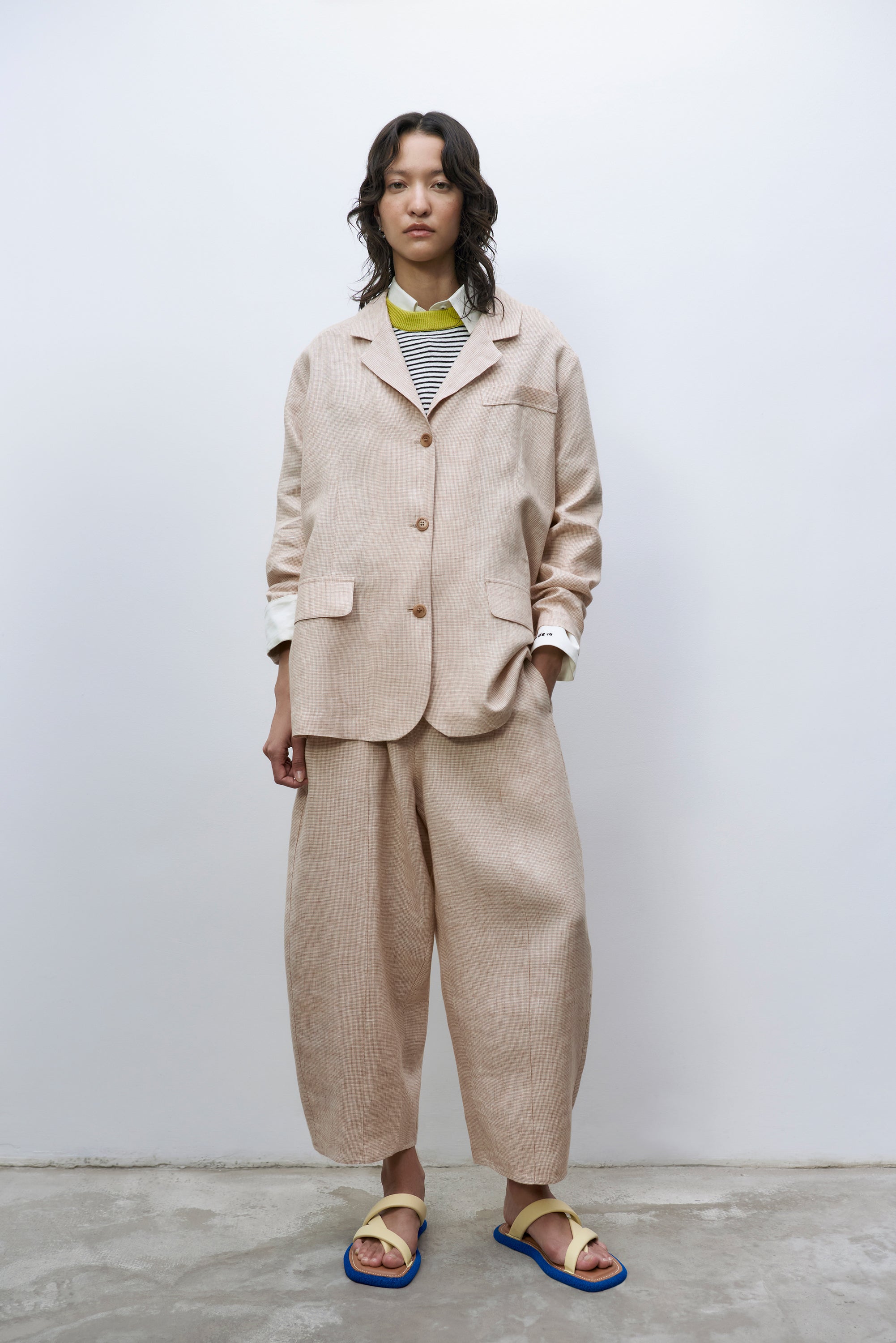 Cordera Melange Linen Curved Pants | Garmentory