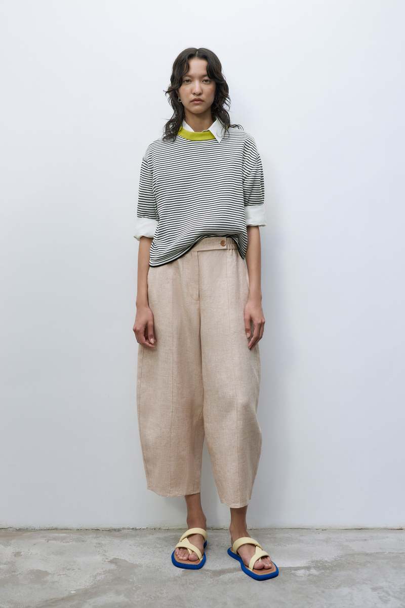 Cordera Melange Linen Curved Pants | Garmentory