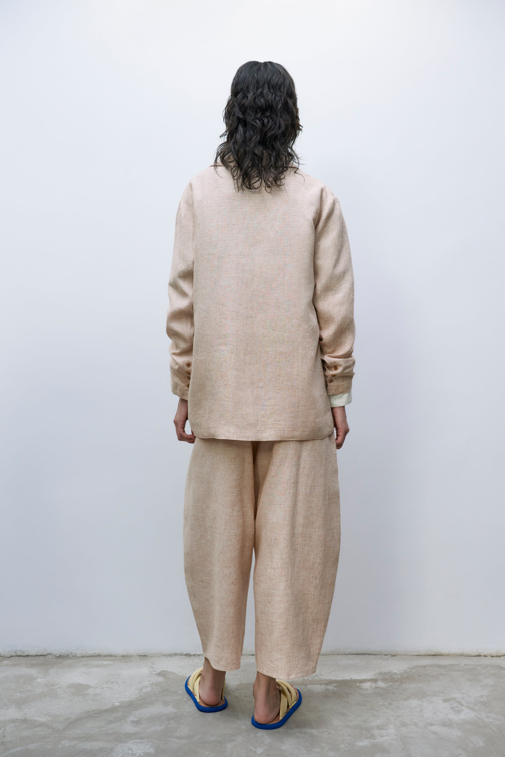 Cordera Melange Linen Curved Pants | Garmentory