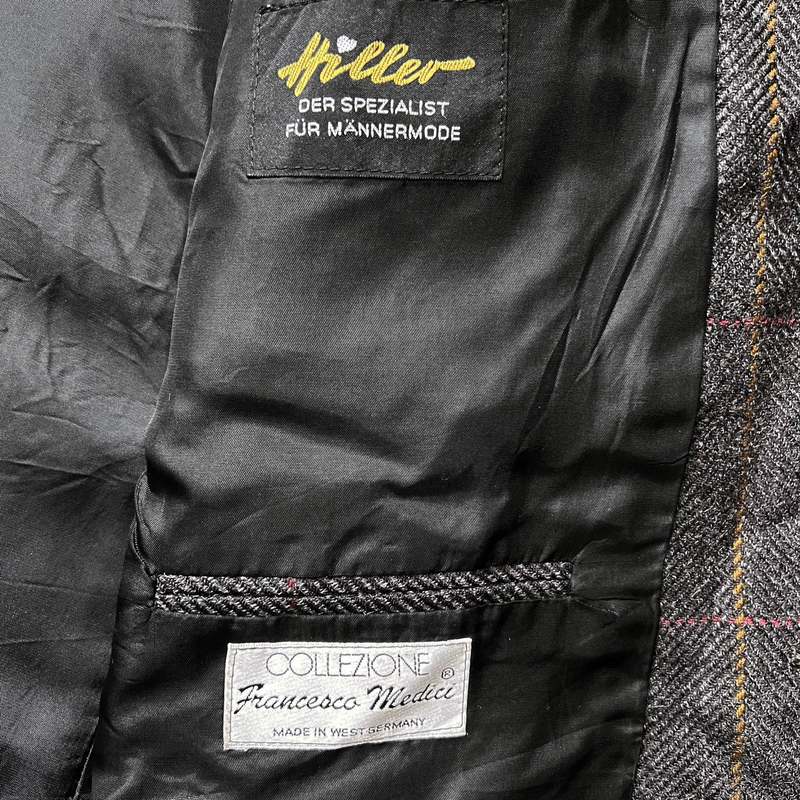 Hiller (West Germany) Windowpane Herringbone Schurwolle Tweed Cutaway ...
