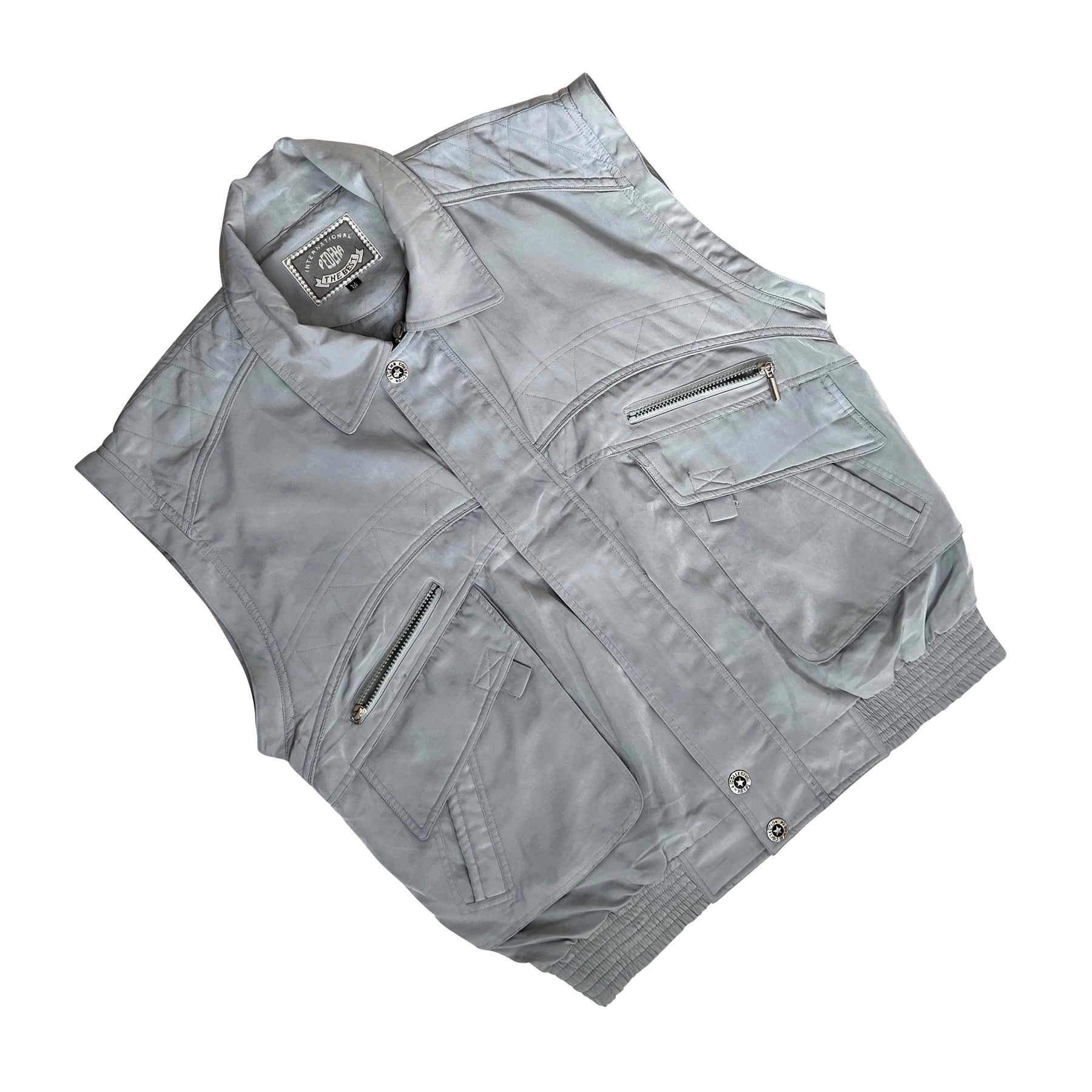 Pedeha 'The Best' Satin Polyster Quilted Cargo Vest Cement : L | Garmentory